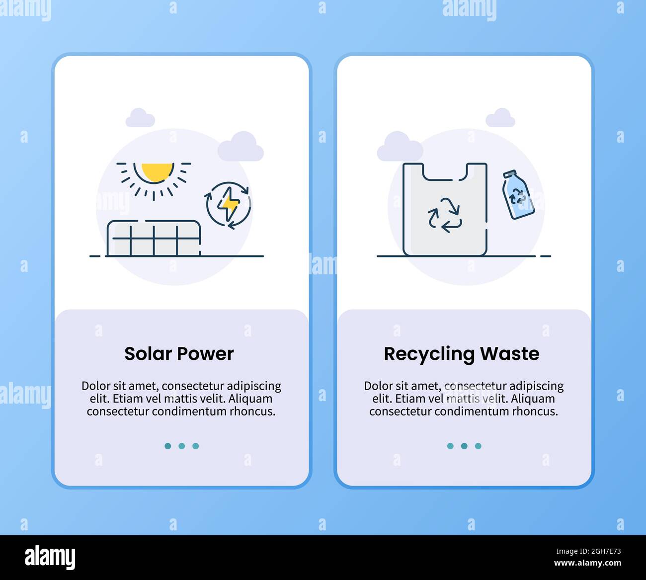 solar power and recycling waste onboarding template for mobile ui app ...