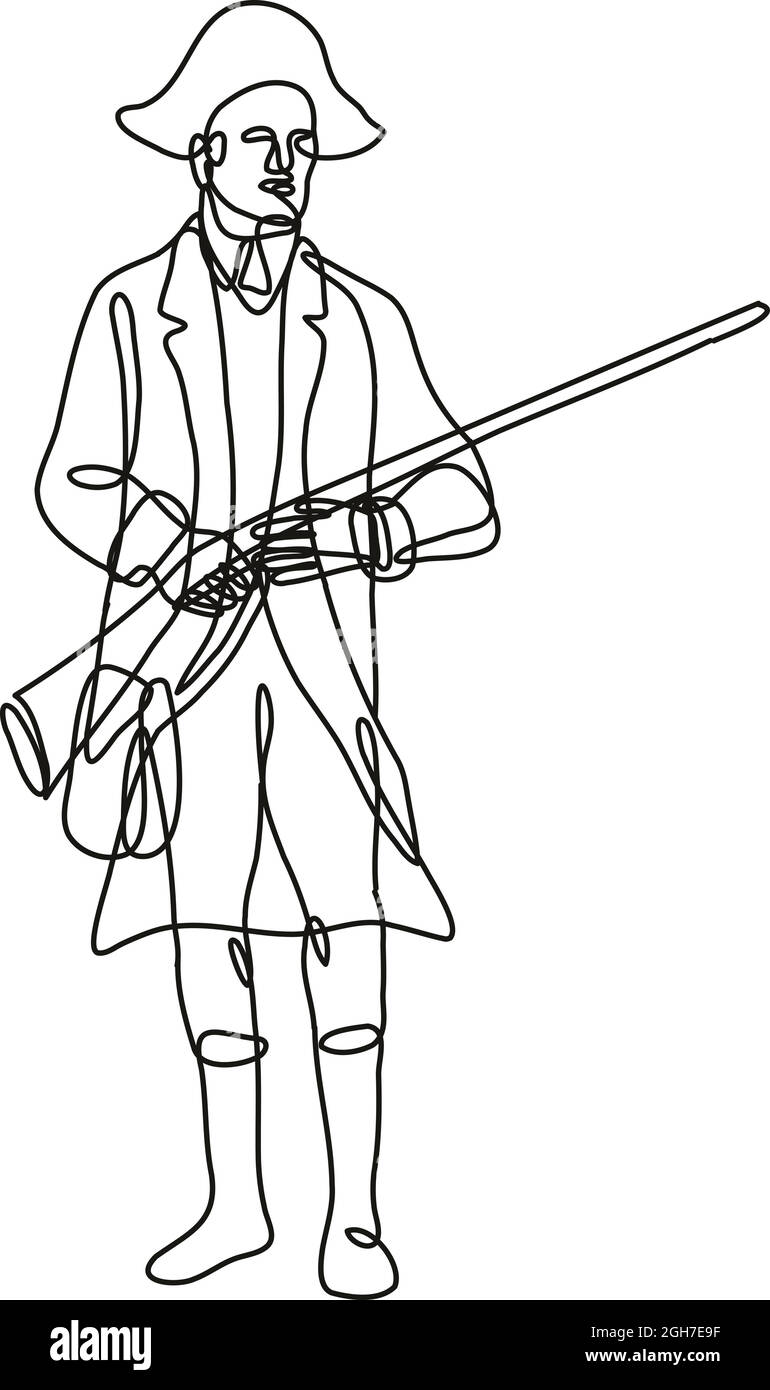 Continuous line drawing illustration of an American Patriot ...