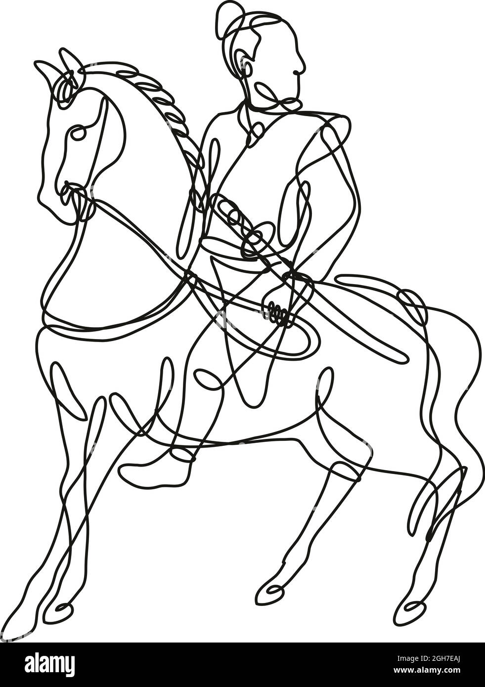 Continuous line drawing illustration of a Japanese samurai warrior ...
