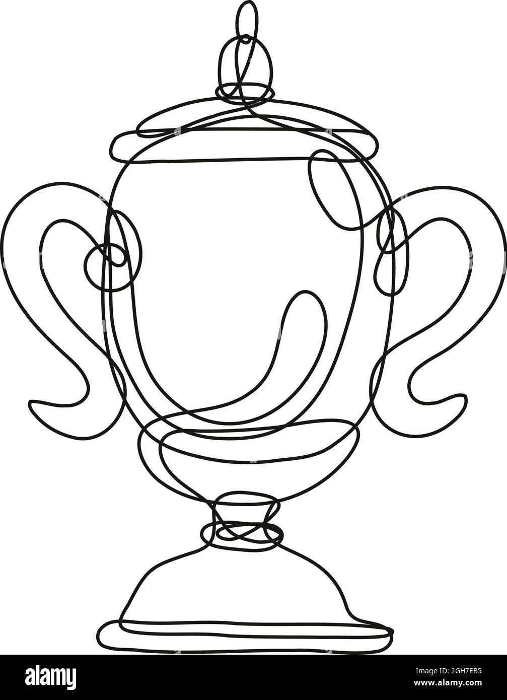 Continuous line drawing illustration of a championship cup or champion ...