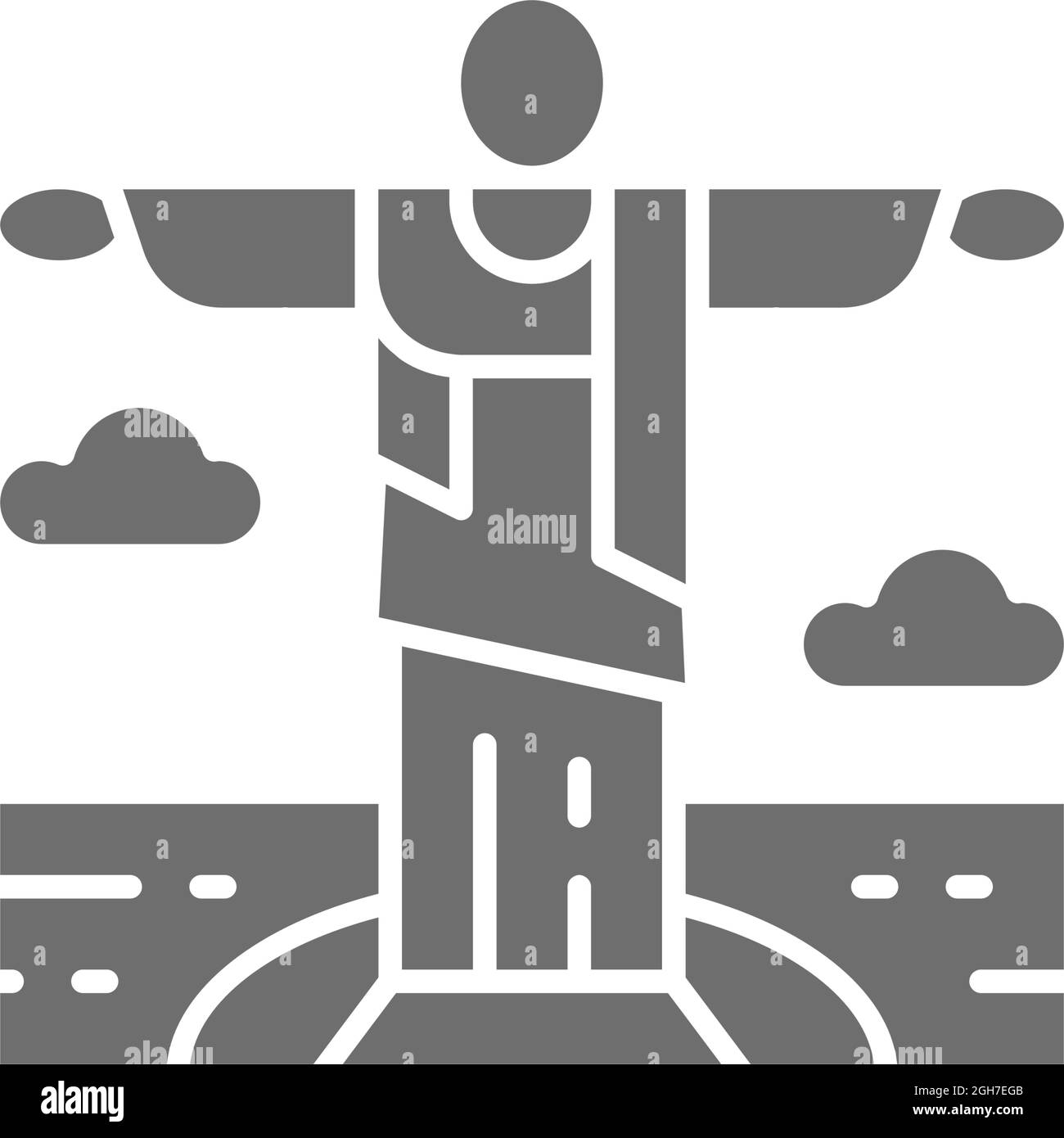 Statue of Christ the Redeemer, Brazil, landmark grey icon Stock Vector ...