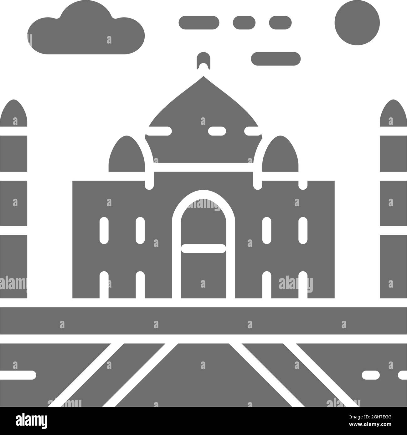 Vector Taj Mahal, India, landmark grey icon Stock Vector Image & Art ...