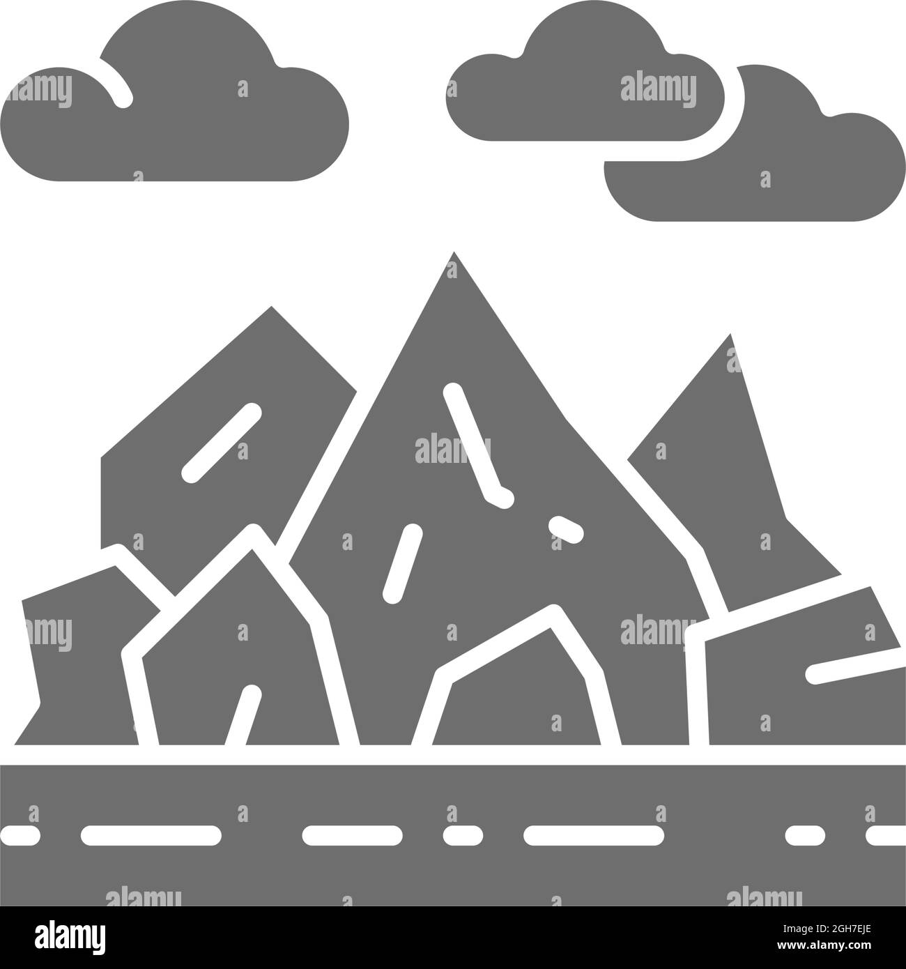 Vector mountains and rocks landscape grey icon Stock Vector Image & Art ...