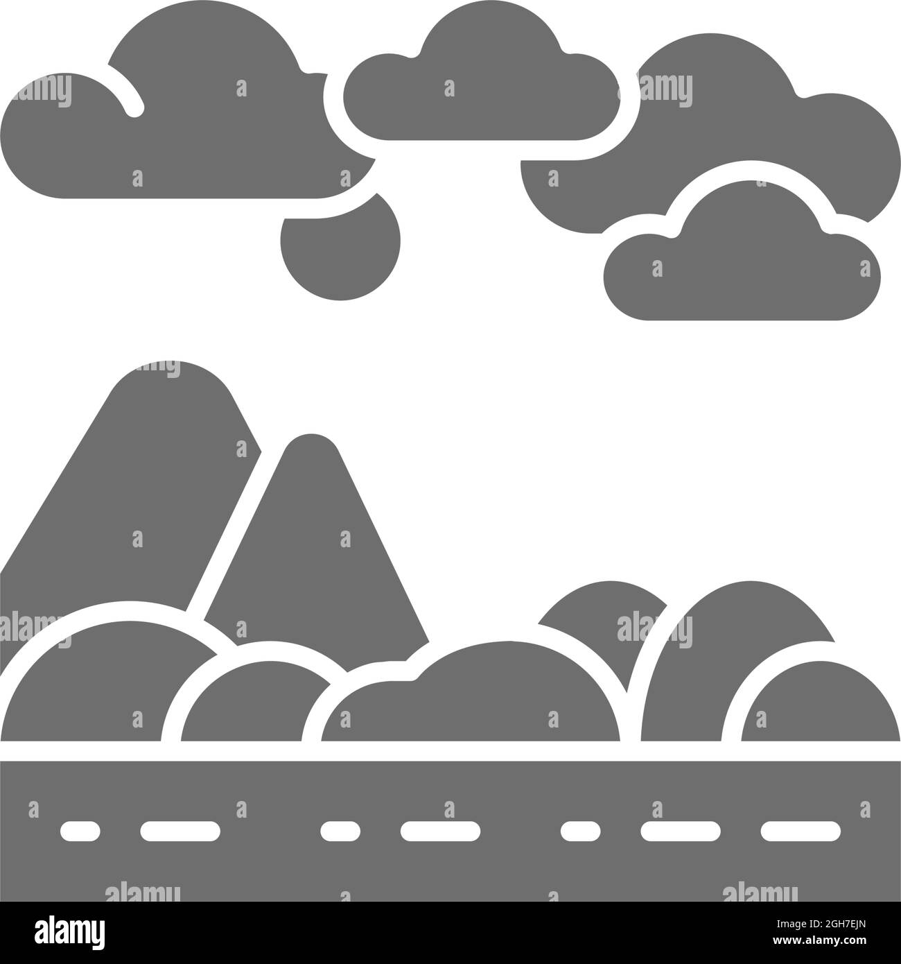 Vector mountains and hills landscape grey icon Stock Vector Image & Art ...