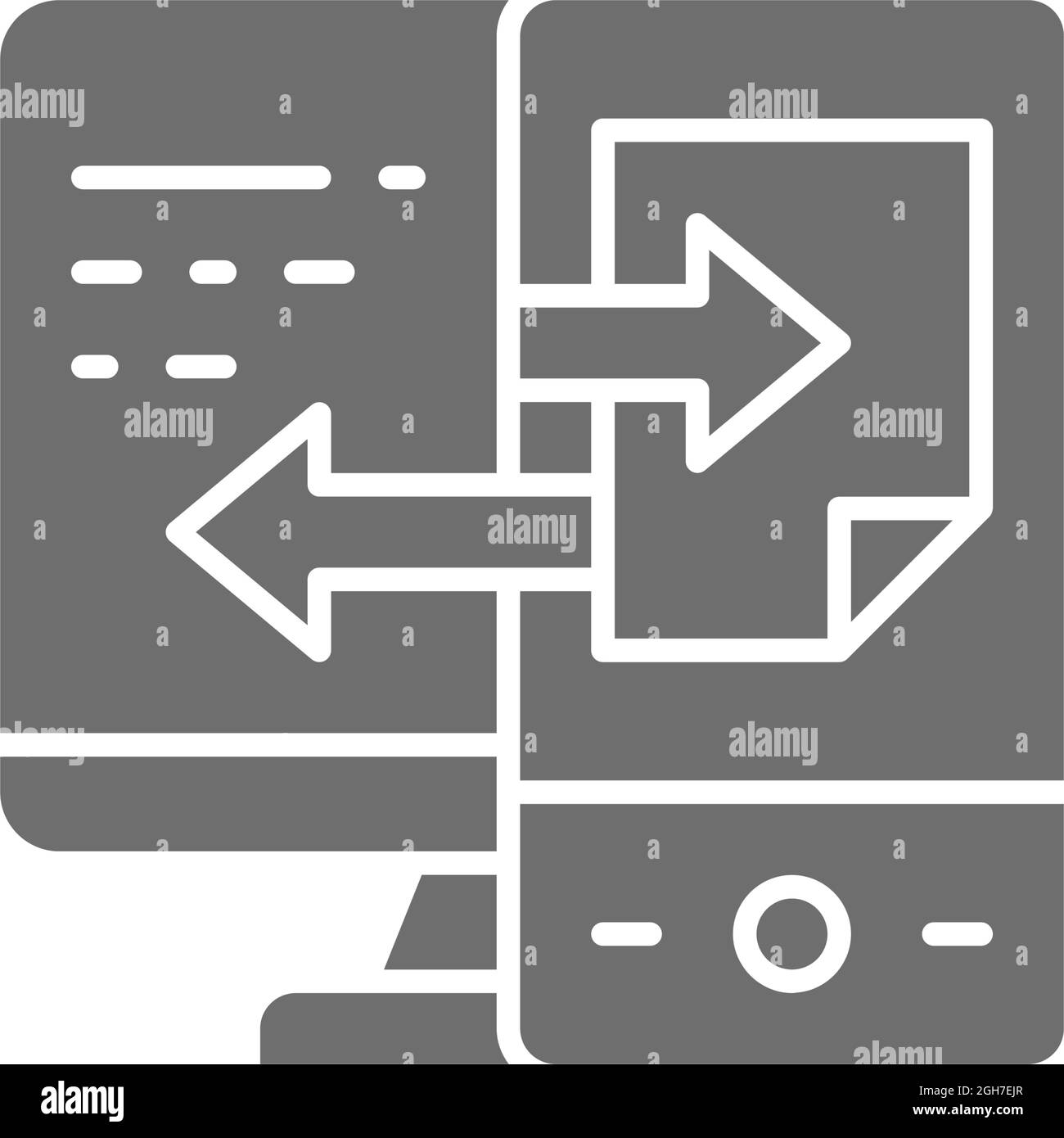 Device Data Transfer File Synchronization Grey Icon Stock Vector Image