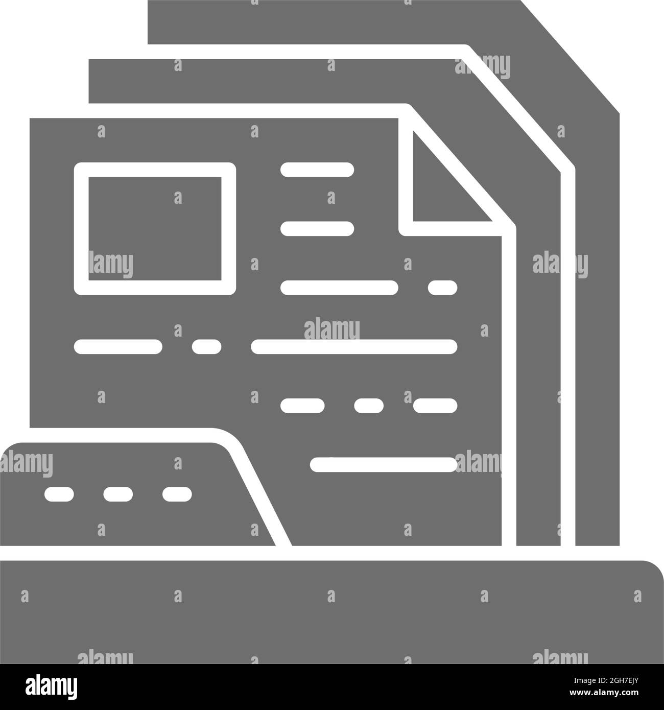 Files in folder grey icon. Isolated on white background Stock Vector ...