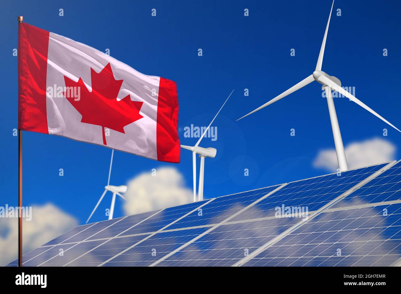 Canada renewable energy, wind and solar energy concept with wind ...