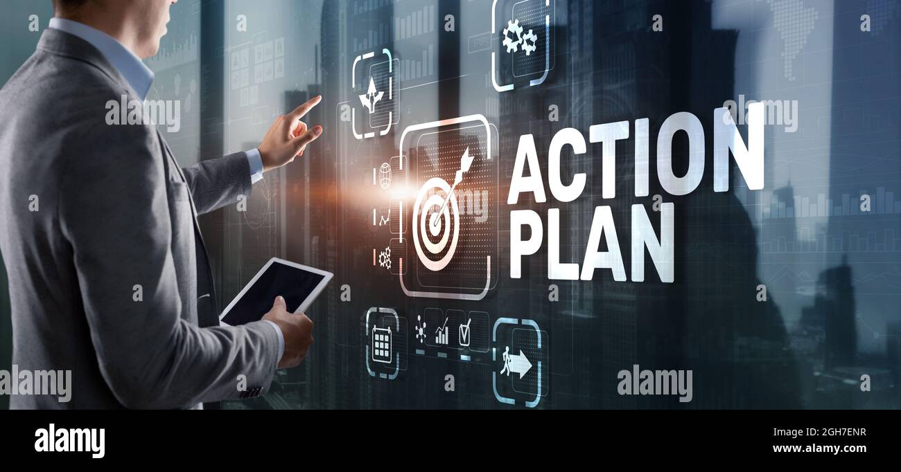 Business Action Plan strategy concept on virtual screen. Time ...