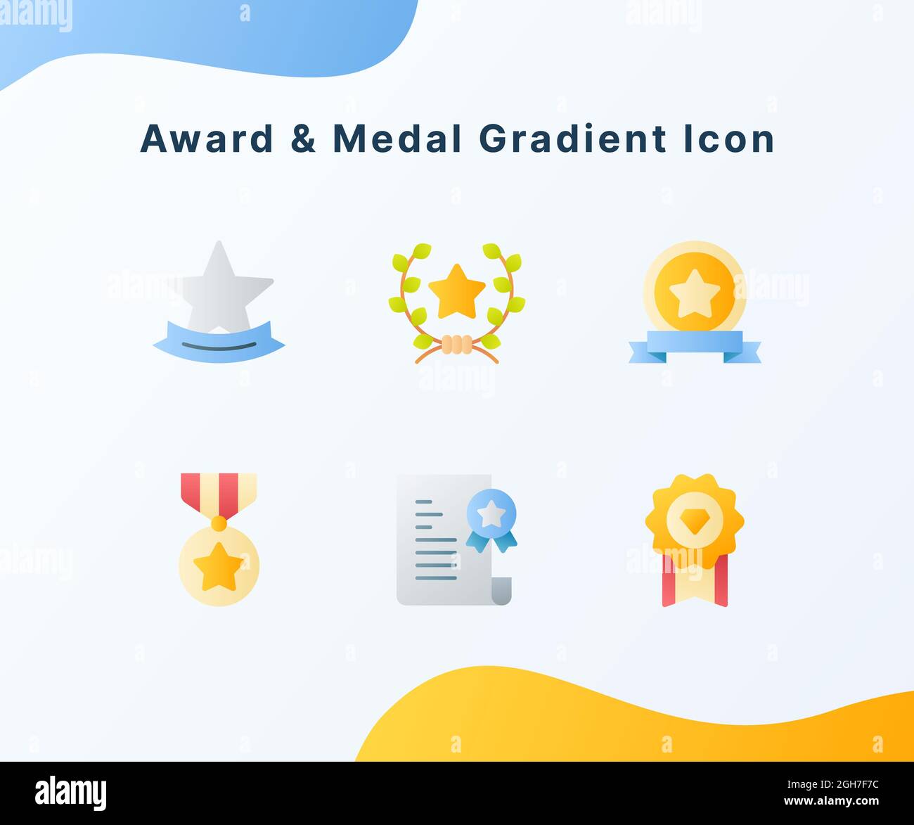 award and medal gradient set icon collection modern cartoon color ...