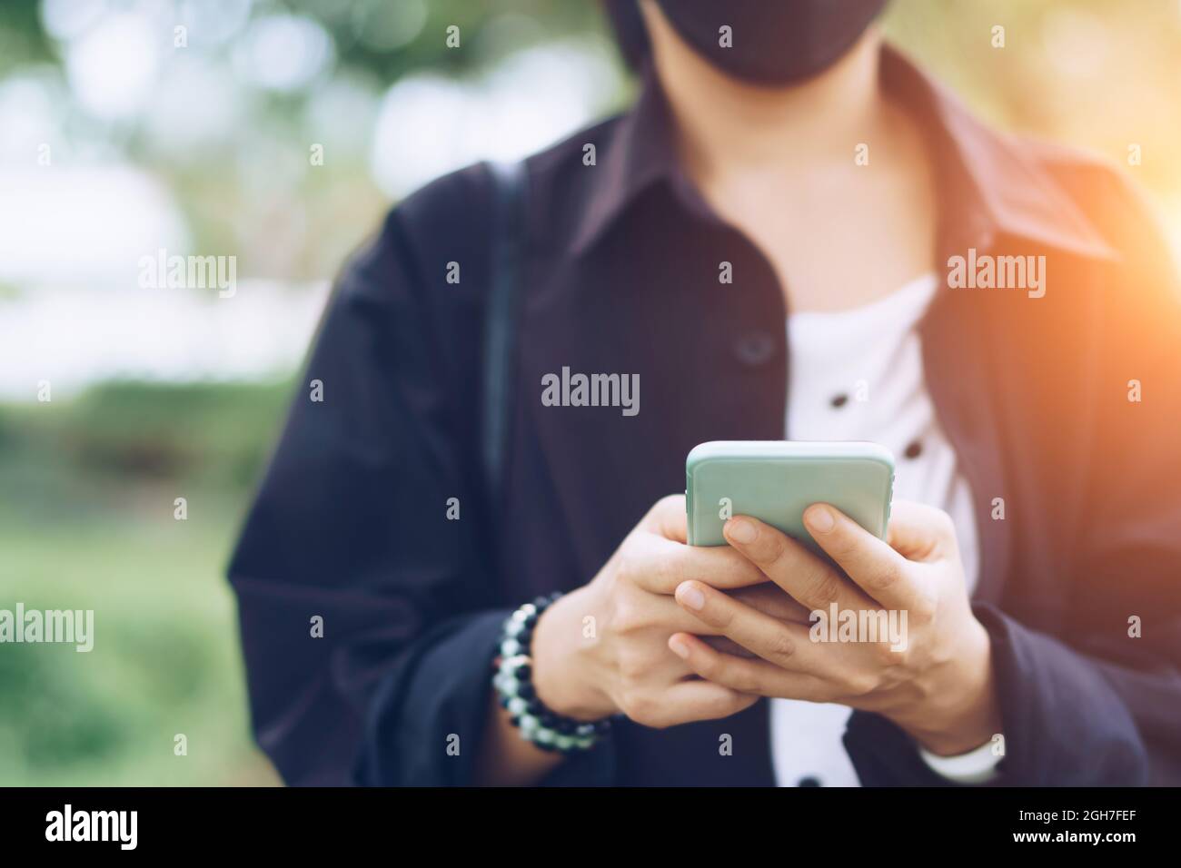 Woman hand using smartphone to do work business, social network ...
