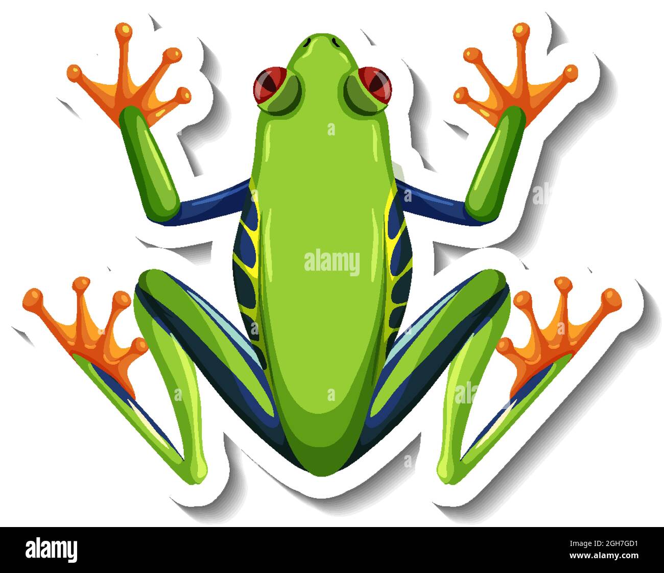 A sticker template with top view of green frog isolated illustration ...