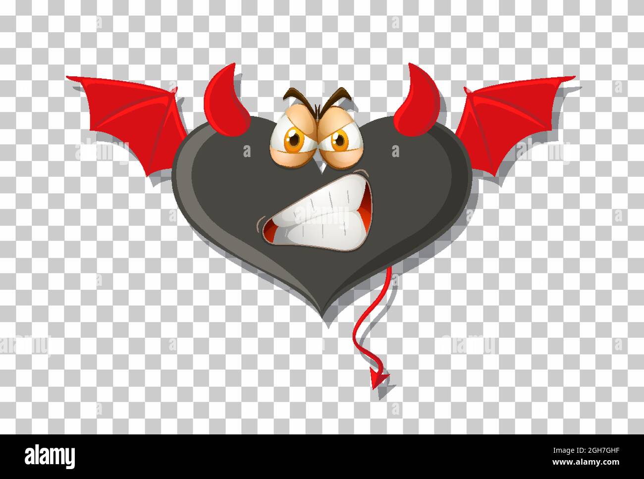 Heart shape devil with facial expression illustration Stock Vector ...