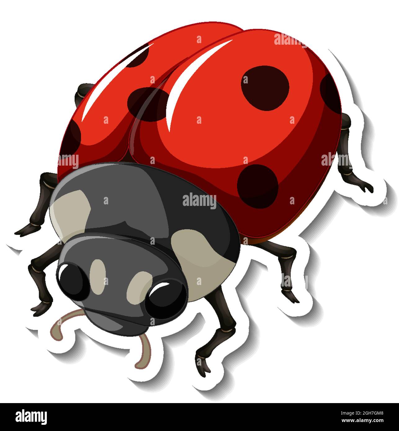 A sticker template with a red ladybug isolated illustration Stock ...
