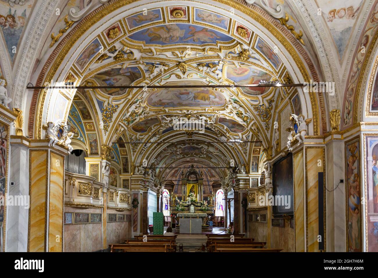 Switzerland, Locarno, 31 Aug 20. The Church of Madonna del Sasso above ...