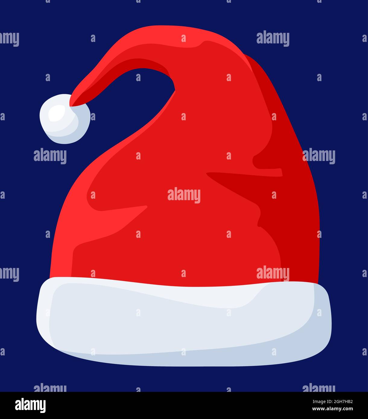 Red Santa Claus Hat Isolated on Blue Background Stock Vector Image ...