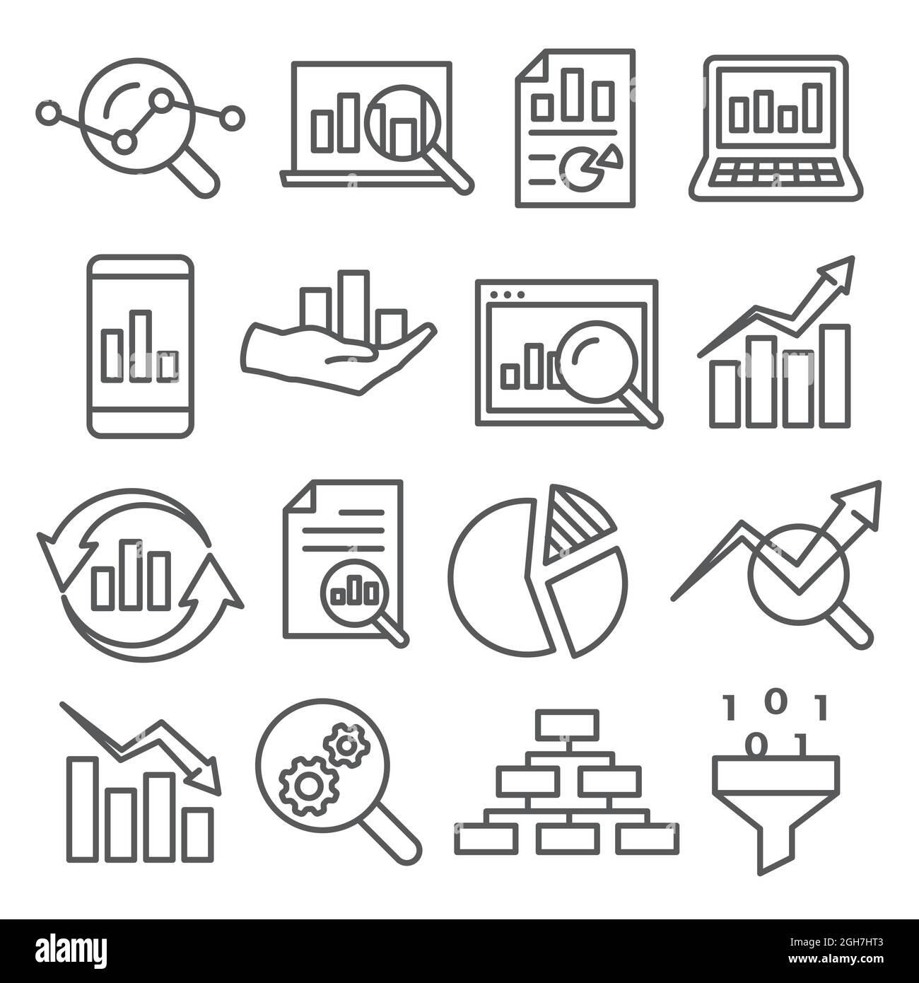 Data analysis line icons set on white background Stock Vector Image ... Data analysis line icons set on white background Stock Vector Image ...