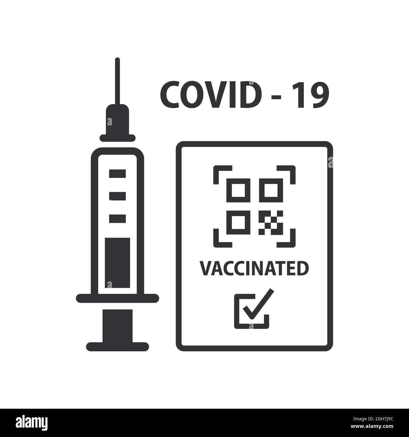 QR code vaccination covid-19 icon. Vector illustration isolated on ...