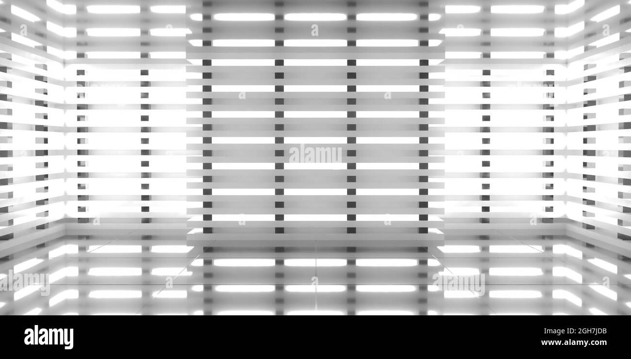 Simple abstract empty room background. Bright light perspective ...