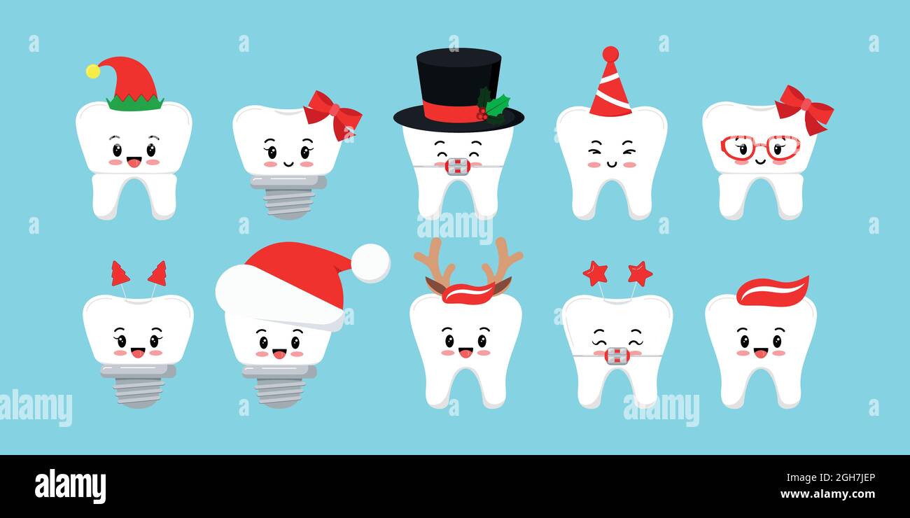 Chistmas teeth winter dental icon set isolated Stock Vector Image & Art ...