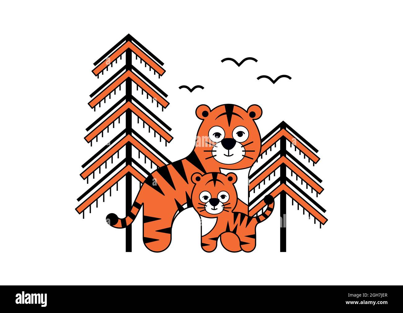 Siberian tiger mother and cub Stock Vector Images - Alamy