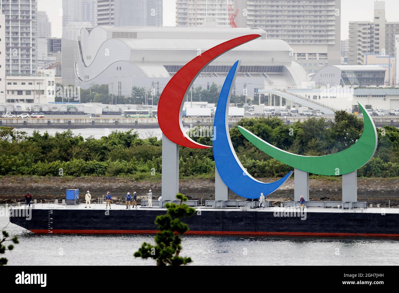 Work is under way to remove a Paralympic three agitos monument in Tokyo ...