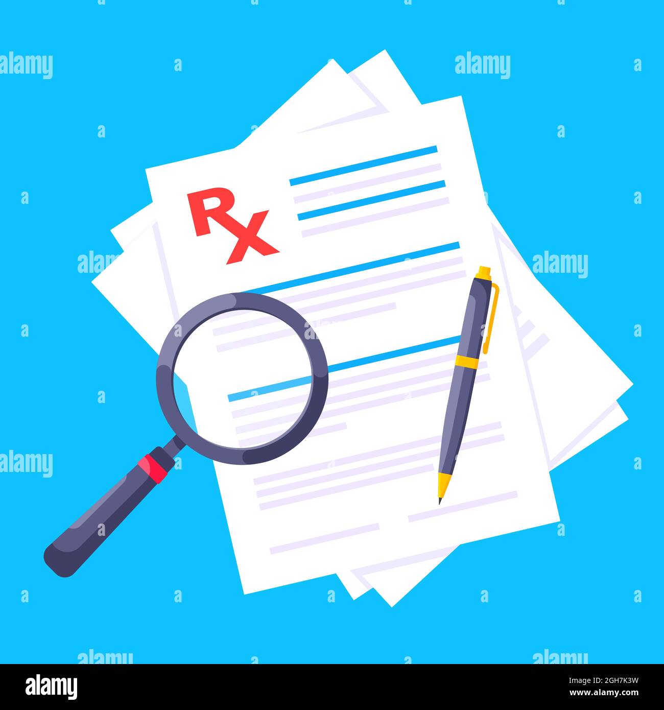 Medical rx form prescription on paper sheet flat style design vector ...