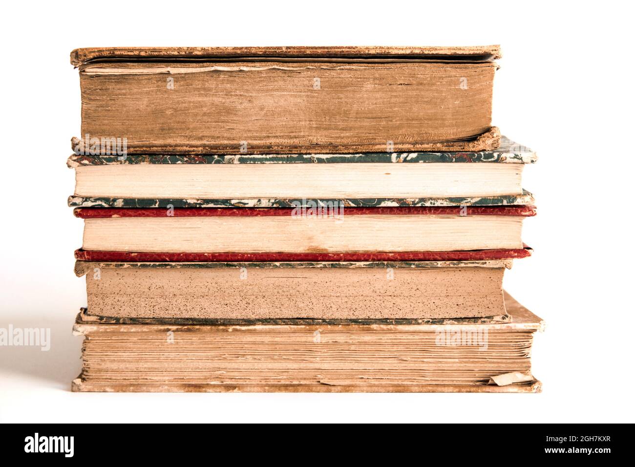 Stack of old books isolated on white background Stock Photo - Alamy