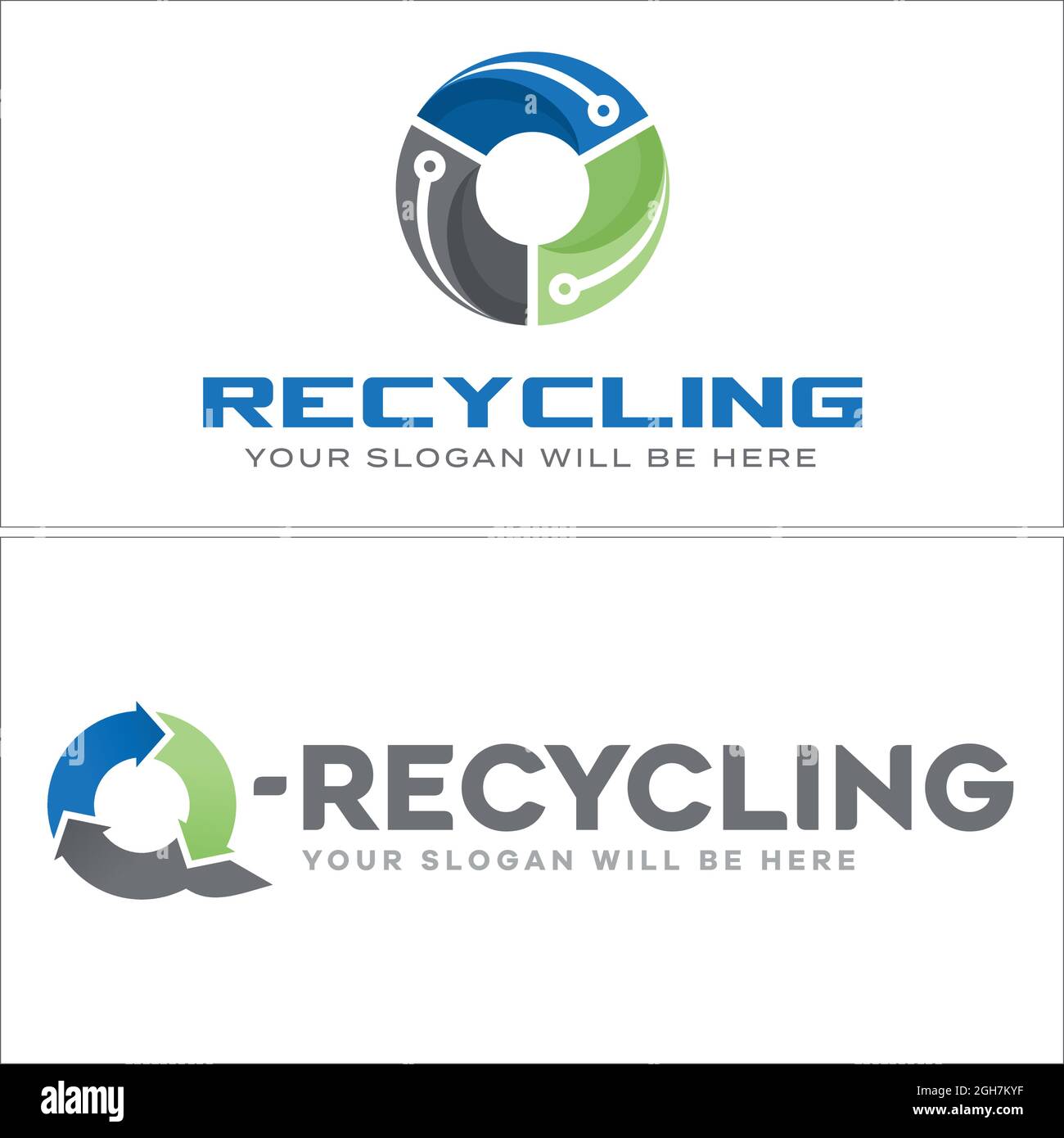 Modern recycling arrow circle circuit tech logo design Stock Vector ...