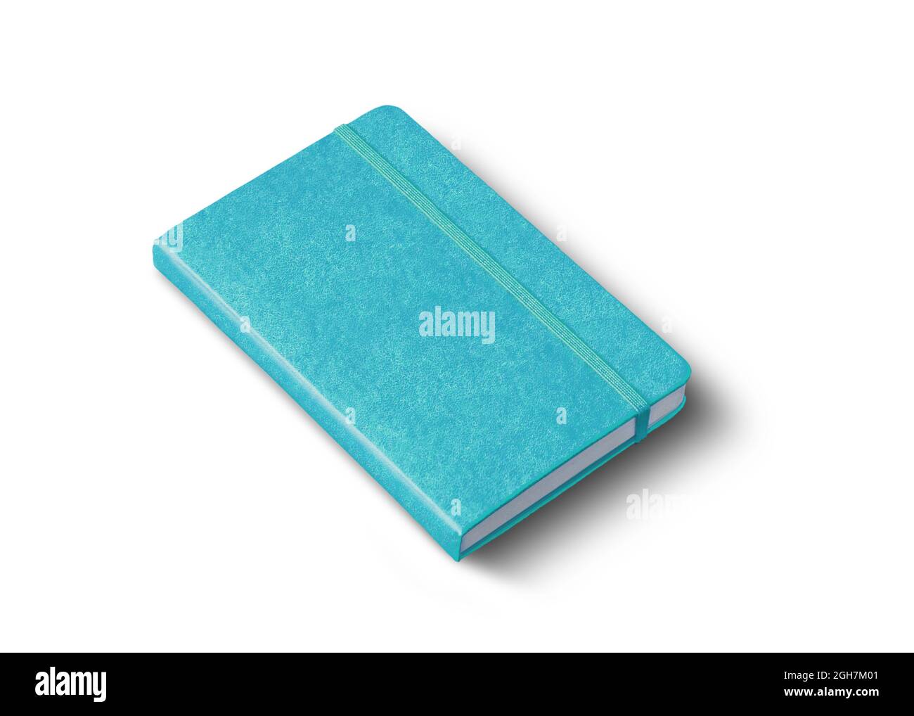 Aqua blue closed notebook mockup isolated on white Stock Photo - Alamy