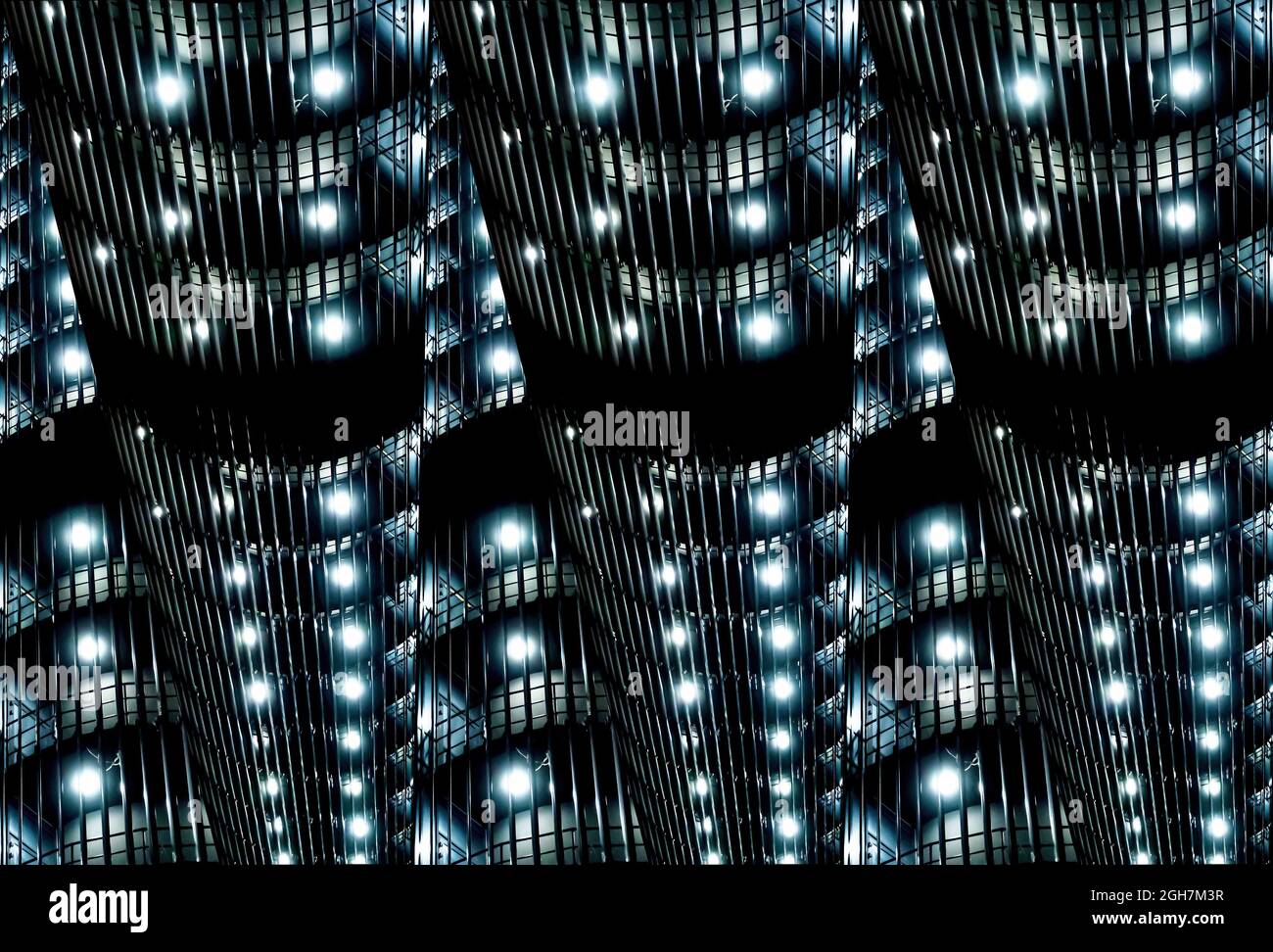 Abstract geometric image of a building night illumination. Night ...