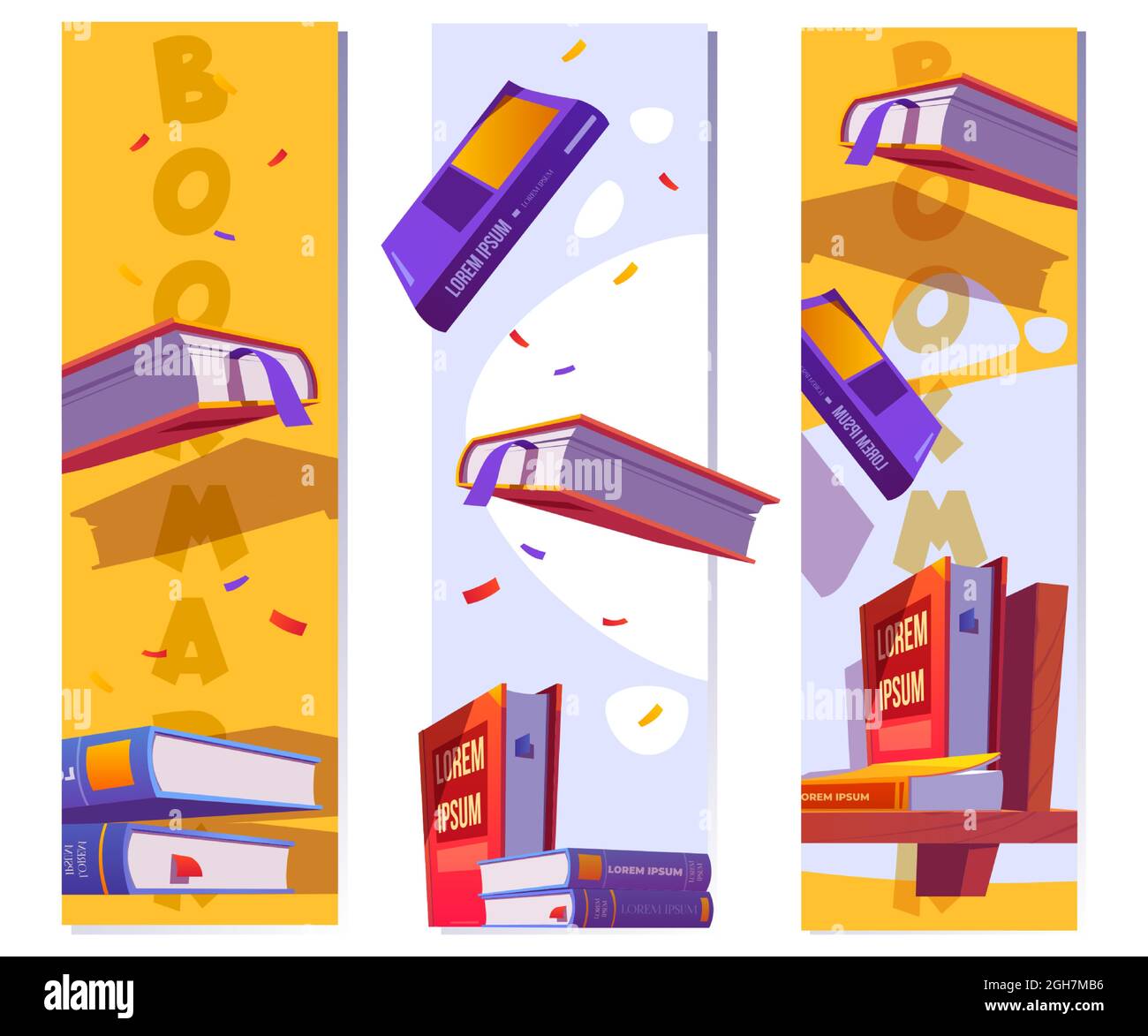 Bookmarks template for reading literature in school or library. Vector ...