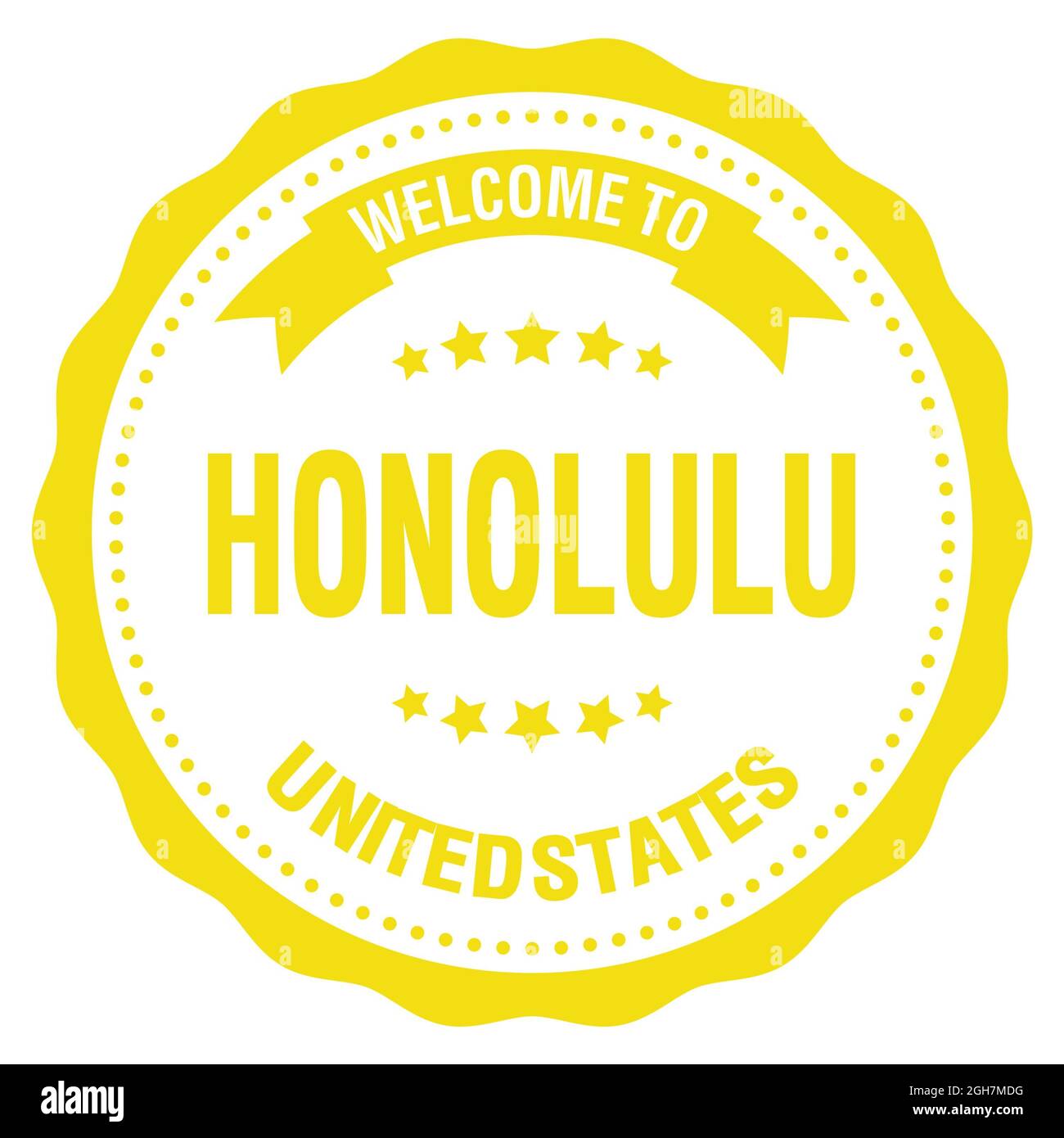 WELCOME TO HONOLULU - UNITED STATES, words written on yellow round ...