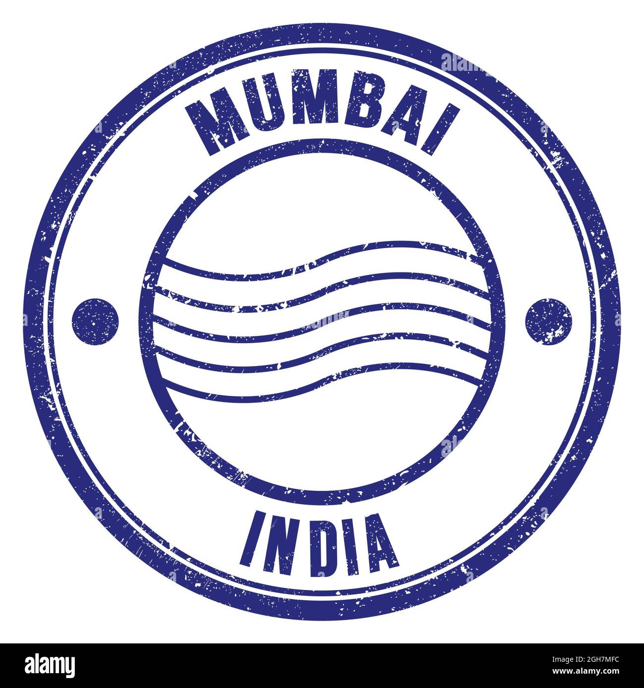 MUMBAI - INDIA, words written on blue round postal stamp Stock Photo ...