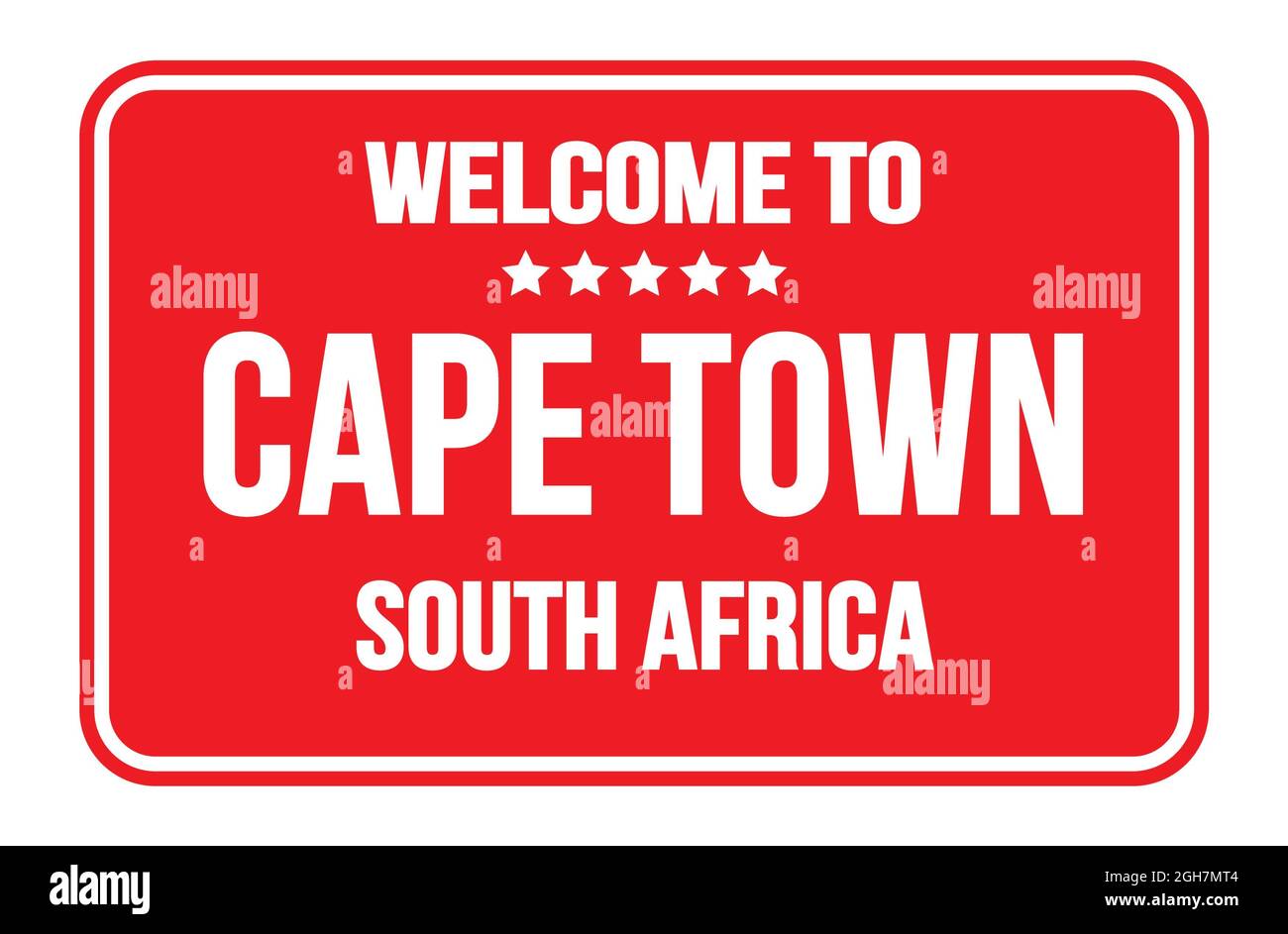 WELCOME TO CAPE TOWN - SOUTH AFRICA, on red rectangle street sign stamp ...