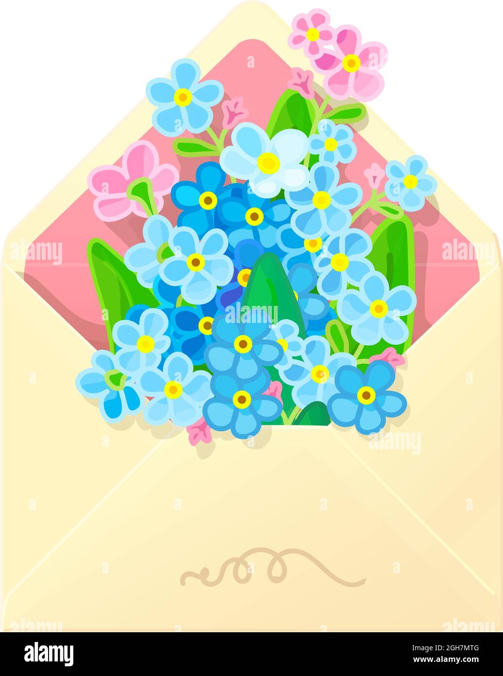 vector cartoon clip art open envelope, flowers Stock Vector Image & Art ...