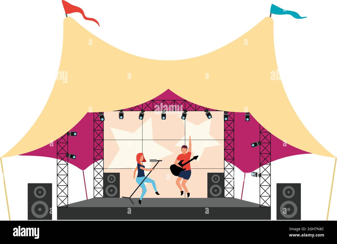Music festival flat concept vector illustration Stock Vector Image ...