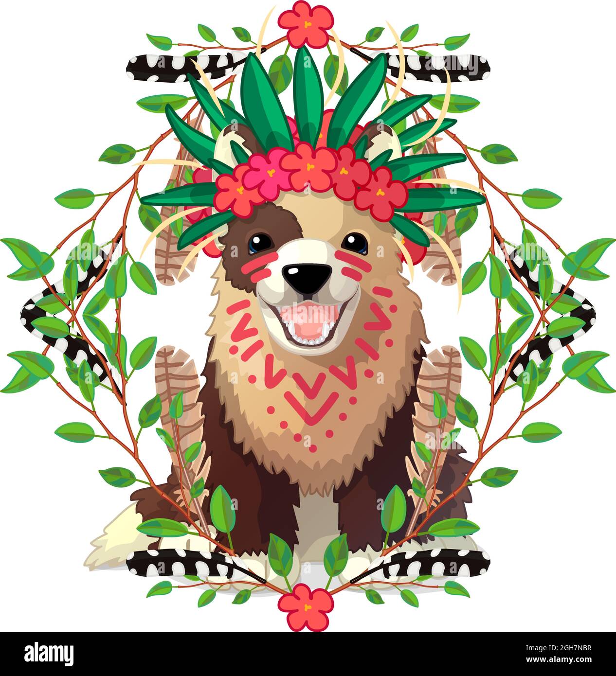 vector tribal cartoon animal clipart Happy dog Stock Vector Image & Art ...