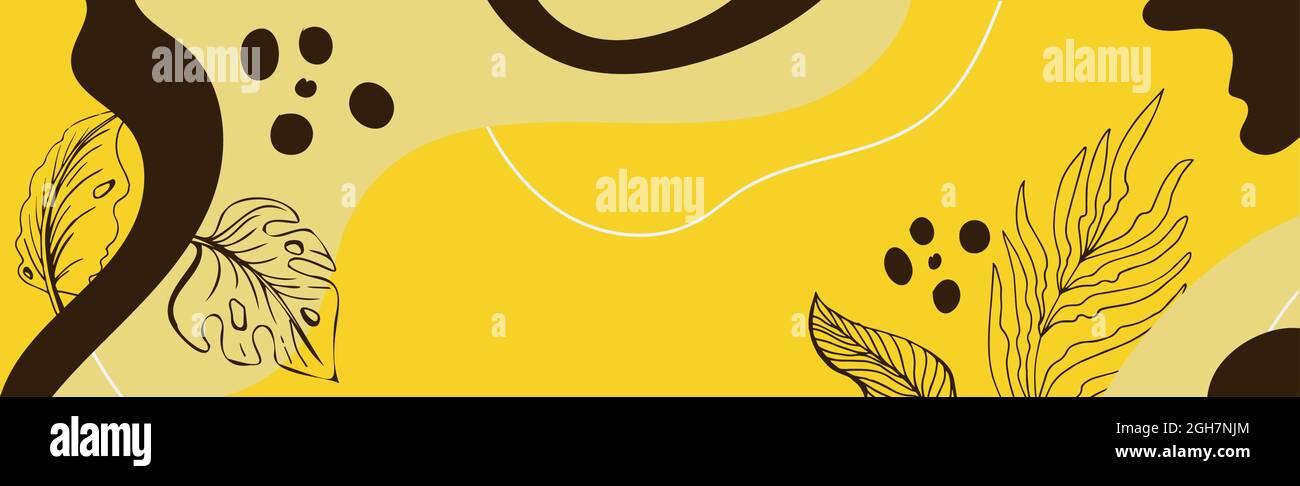 Abstract trendy panoramic background with floral and geometric elements ...