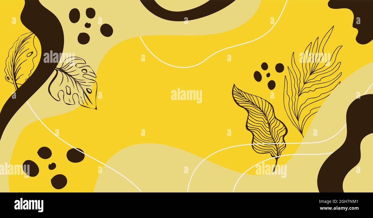 Abstract trendy rectangular background with floral and geometric ...