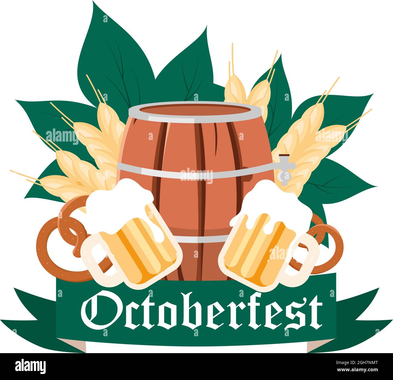 Oktoberfest celebration flat concept vector illustration Stock Vector ...
