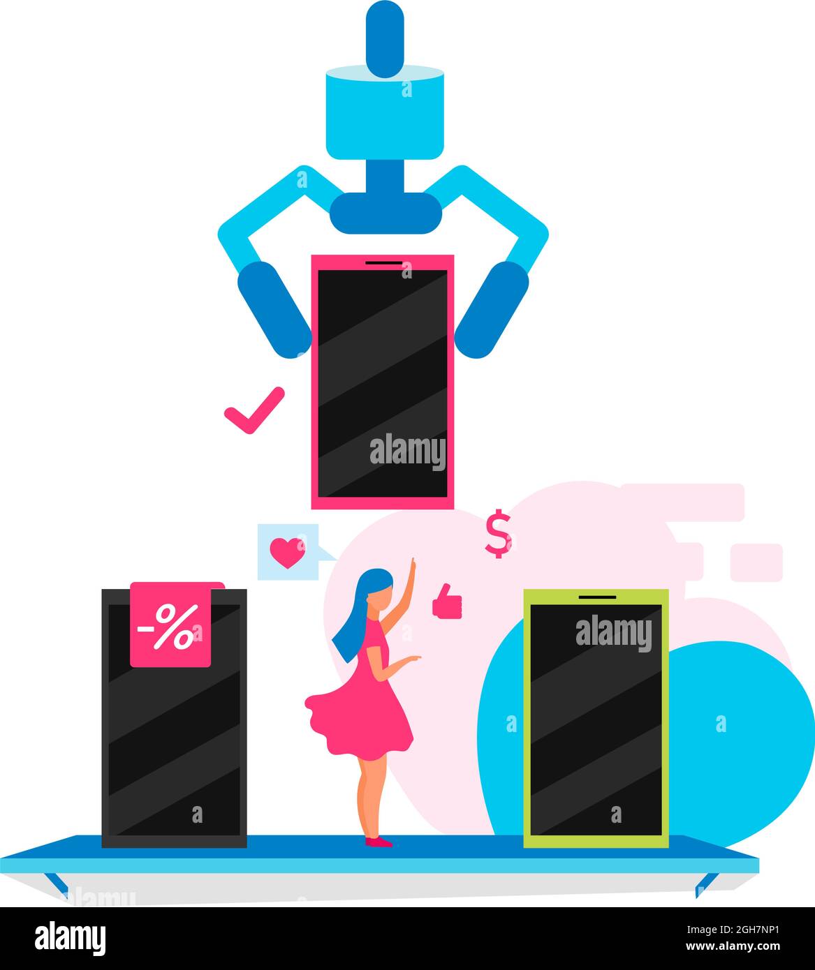 Choosing best mobile phone flat concept vector illustration Stock ...