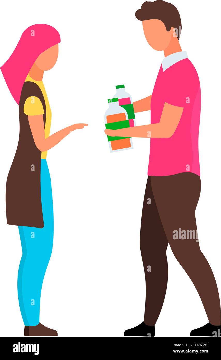 Man suggesting drinks to woman semi flat color vector characters Stock ...