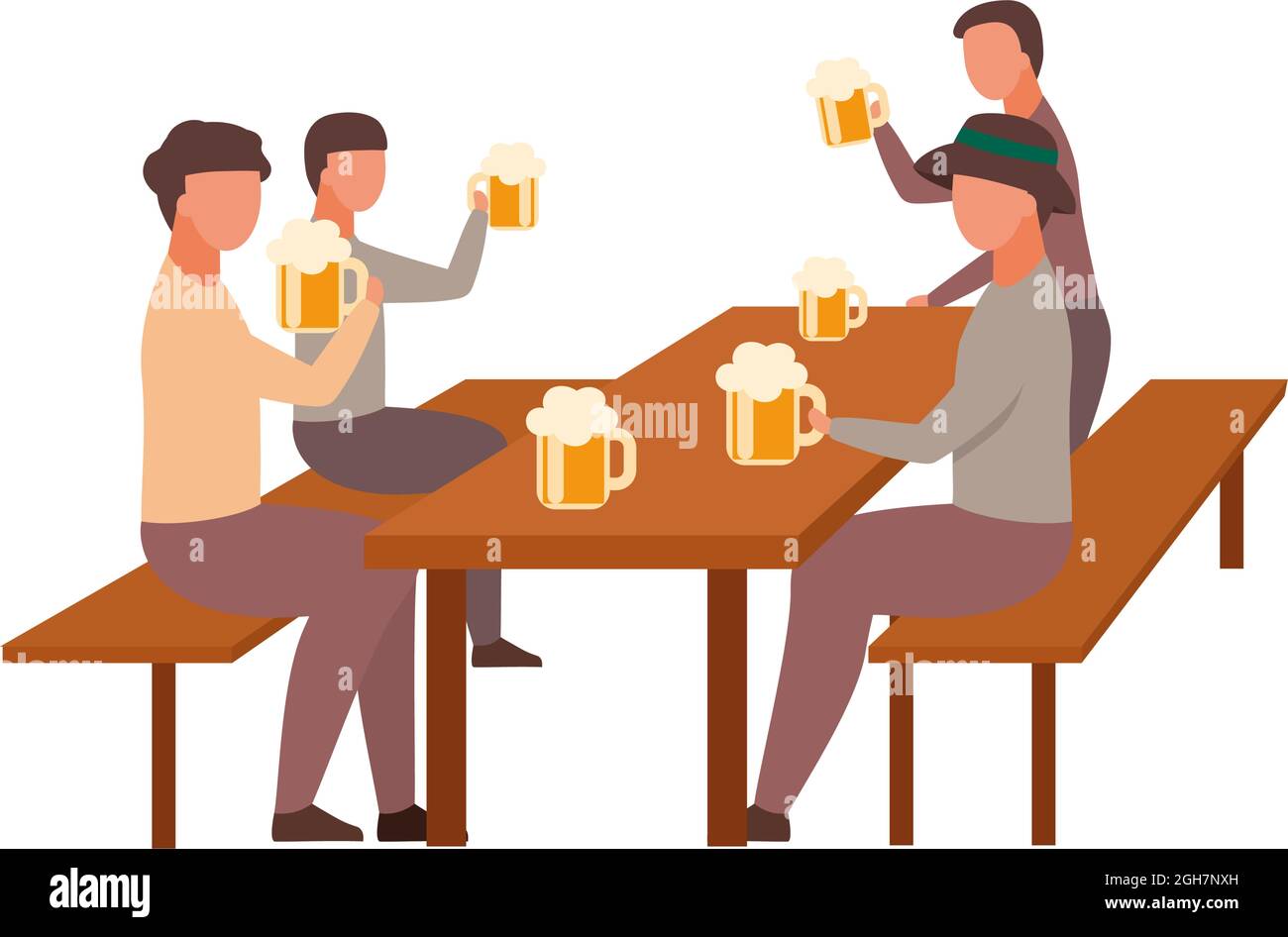 Men celebrating beer festival semi flat color vector characters Stock ...