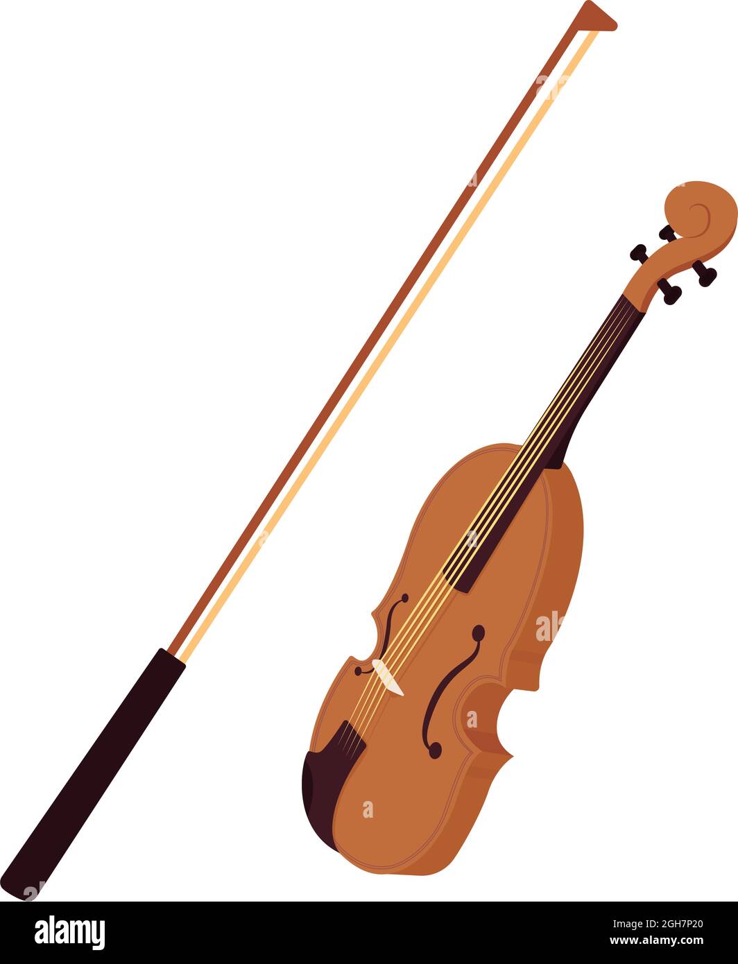 Violin with bow semi flat color vector object Stock Vector Image & Art ...