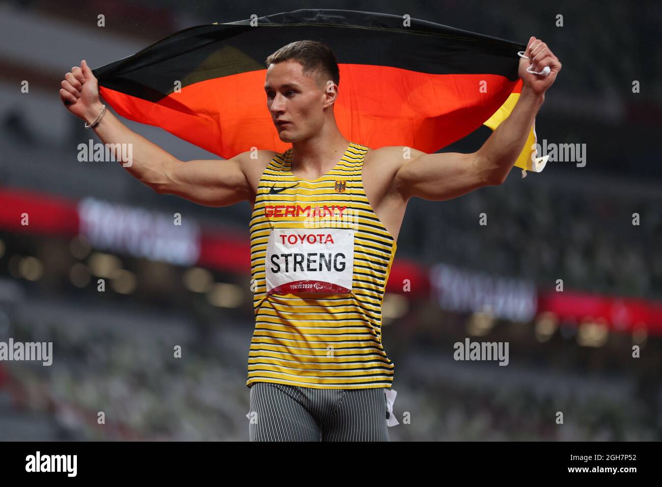 Silver medalist STRENG Felix (GER) celebrates in the Athletics - Men's ...