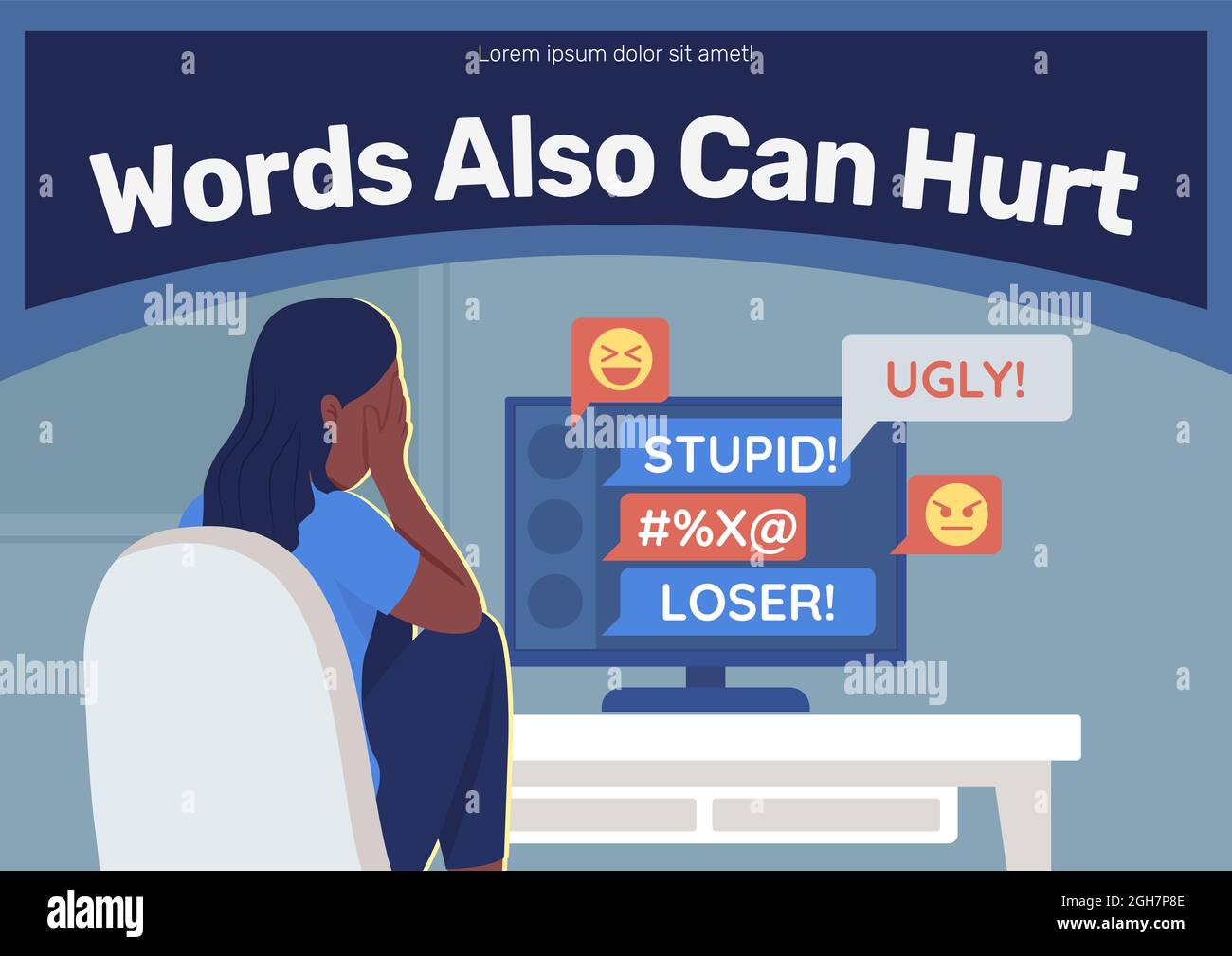 Anti cyberbullying poster flat vector template Stock Vector Image & Art ...