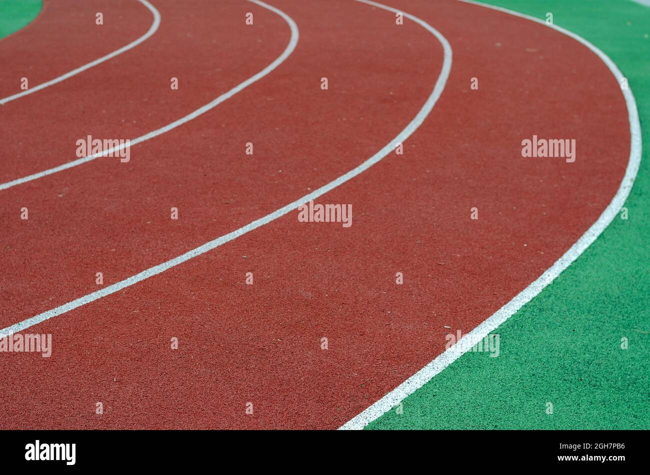 Empty running tracks. Red jogging tracks at the stadium. Sports Stock ...