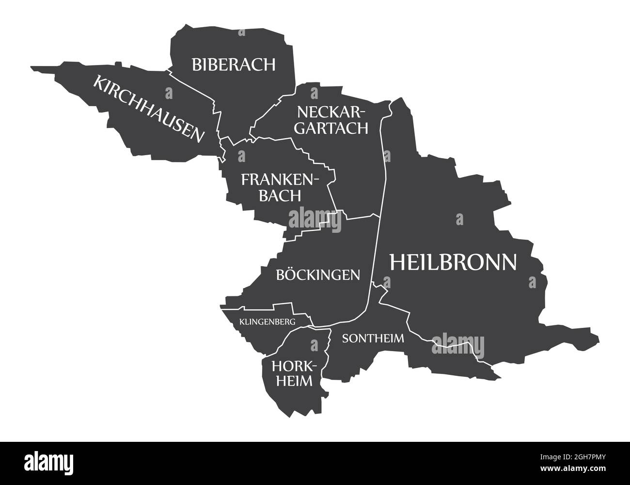 Heilbronn City Map Germany DE labelled black illustration Stock Vector ...