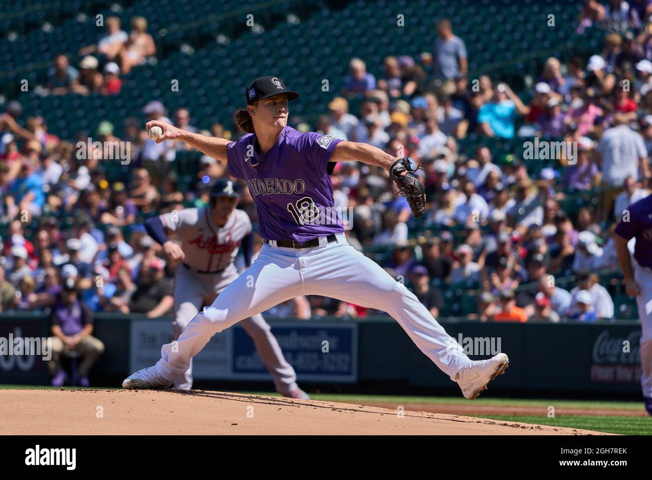 Denver CO, USA. 5th Sep, 2021. Colorado pitcher Ryan Feltner (18) in ...