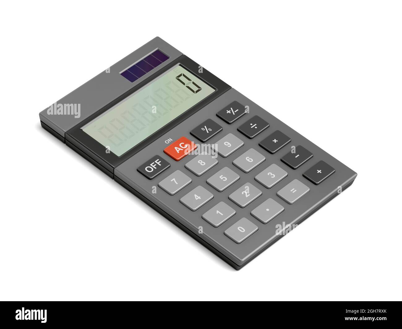 Gray office calculator with solar panel on white background Stock Photo ...